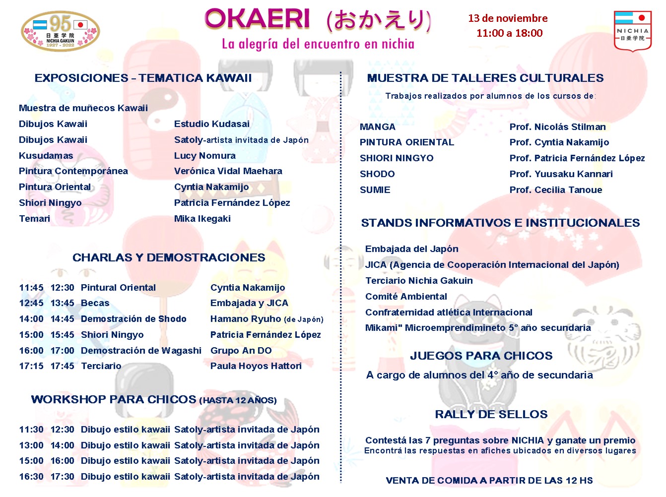 OKAERI -おかえり Programa e información del evento – Nichia Gakuin